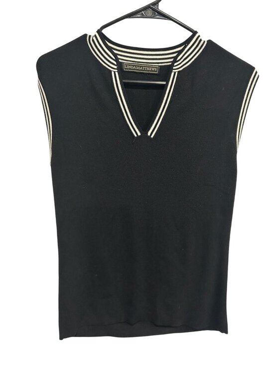 Linda Matthews | Tops | Linda Matthews Womens Black Sleeveless Knit Top ...